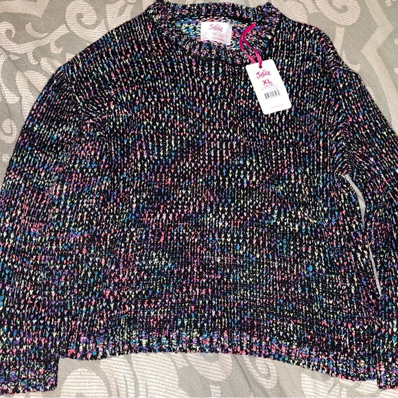 Justice | Shirts & Tops | Justice Girls Black Colorful Sweater Chenille ...